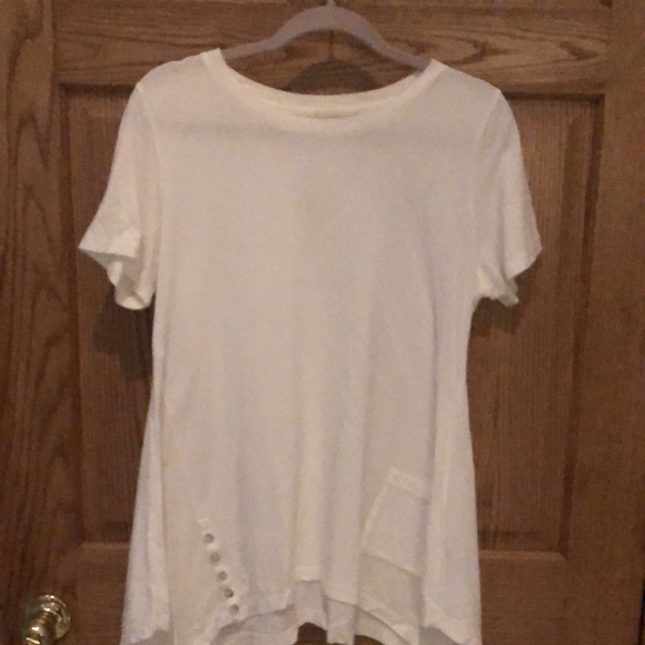 LOGO by Lori Goldstein | Tops | Logo Cream Color Shark Bite Tunic ...